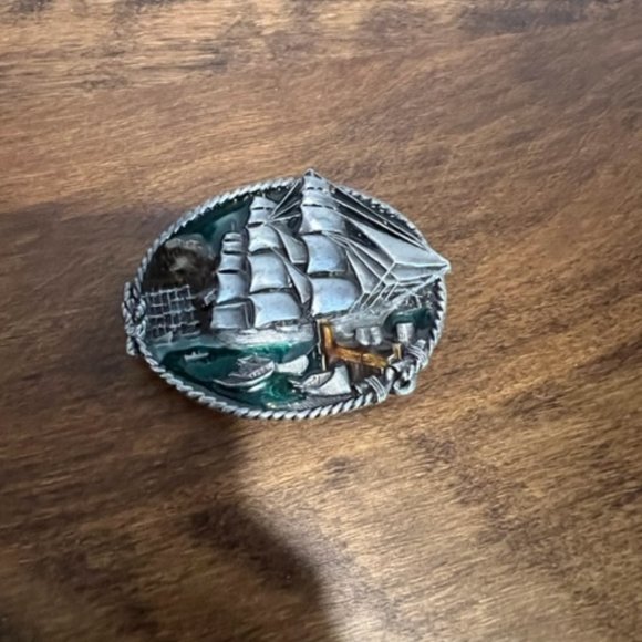 Accessories | Vintage Heavy Metal Ship Belt Buckle | Poshmark